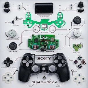 Dualshock 4 Teardown Template: Disassembled Controller Art (digital ...