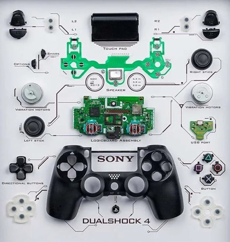 Sony Playstation Dualshock 4 Controller Teardown Template | A3, 12x12in ...