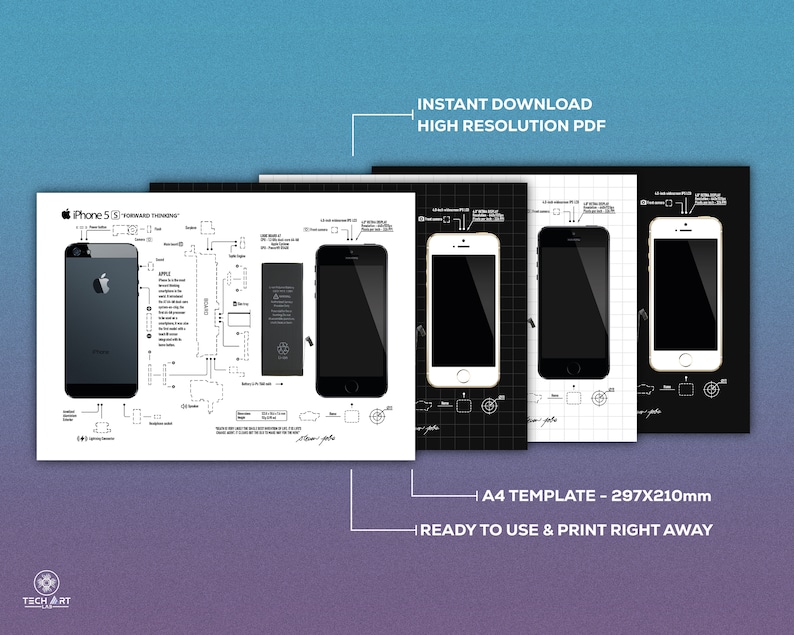 IPhone 5S Teardown Template, A4, iPhone Teardown Templates, Frame ...