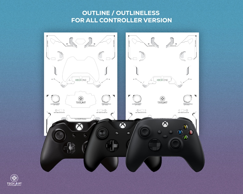 Xbox One Controller Teardown Template | A3, 12x12in, 13x13in ...