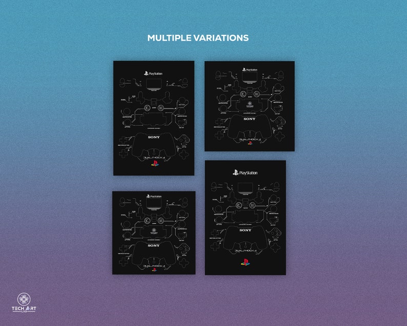 Sony Playstation Dualshock 4 Black Controller Teardown Template |A3 ...