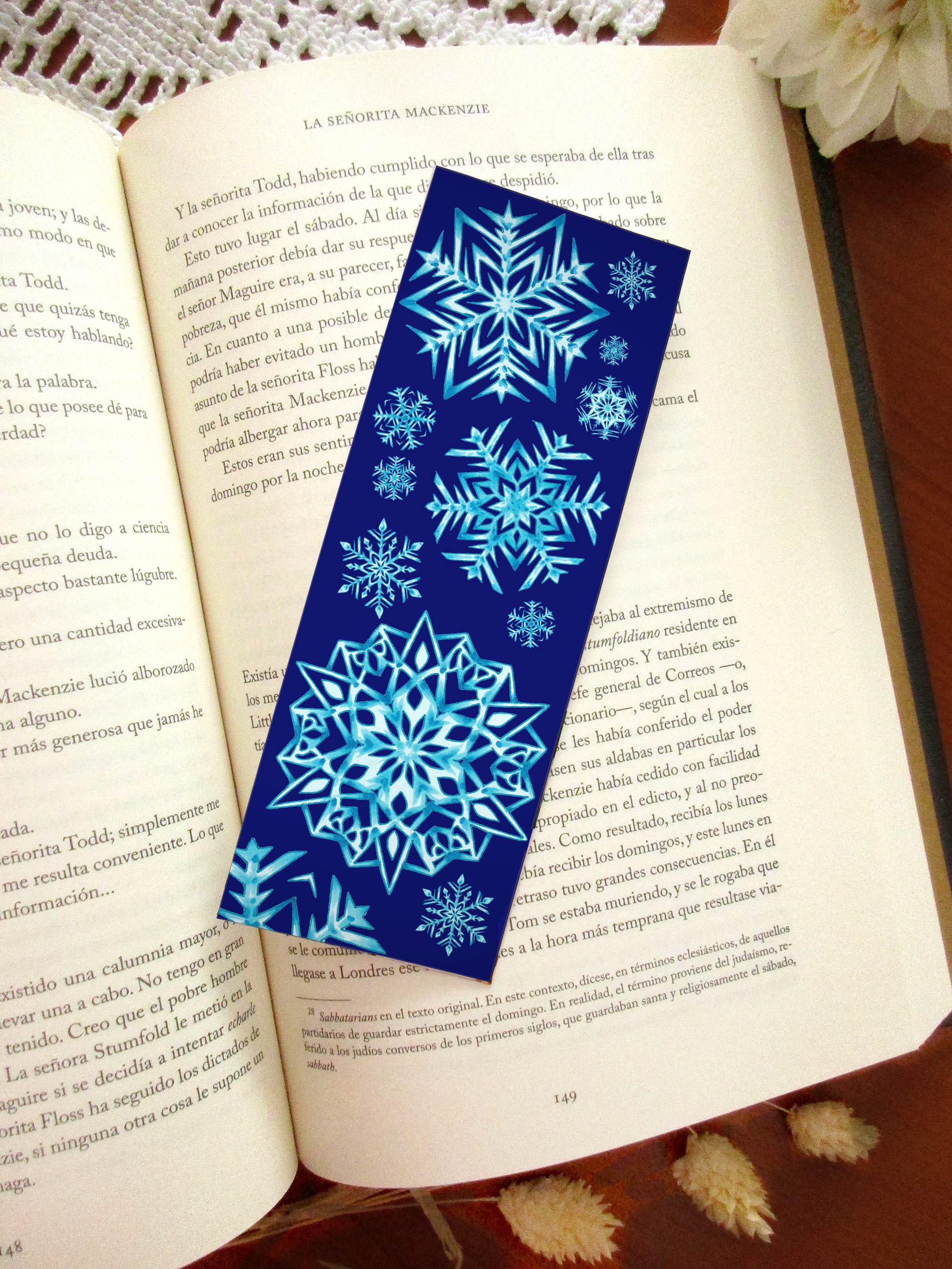 Snowflakes Bookmark 5 Colors Blue Red Maroon Yellow and White Handmade ...
