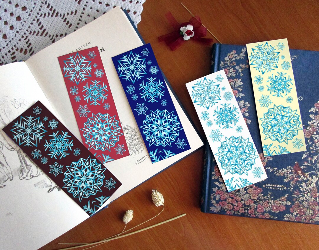 Snowflakes Bookmark 5 Colors Blue Red Maroon Yellow and White Handmade ...