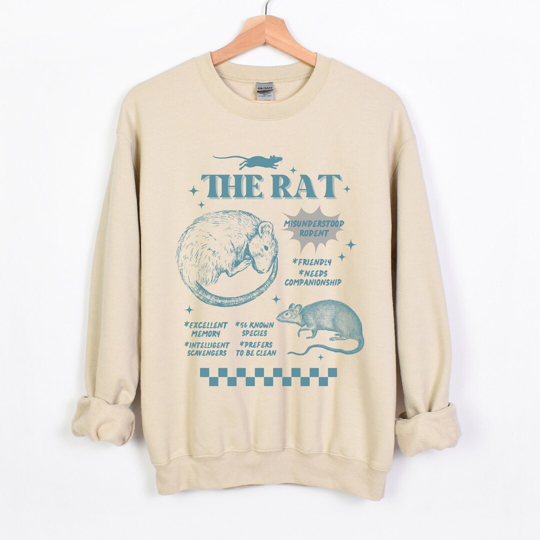 Retro Rat Sweatshirt Rodent Crewneck Sweatshirt Rodent Gifts Rat Lovers ...