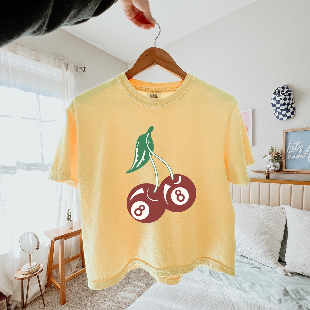 Retro Cherry 8 Ball T-shirt - Comfort Colors Cropped Tee - Etsy