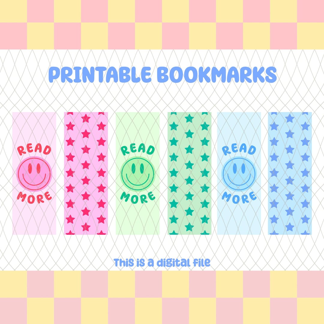 Printable Bookmarks | Stars, Smiley Face (digital Download) - Etsy