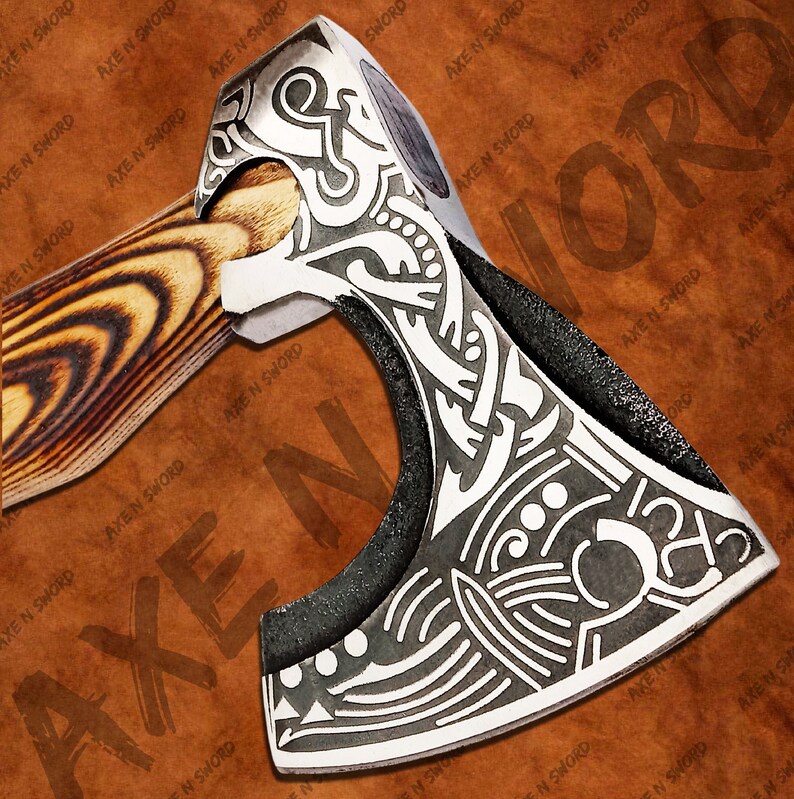 Viking Axe HATCHET Throwing Axe Camping Axe Wood Handle Viking Bearded ...