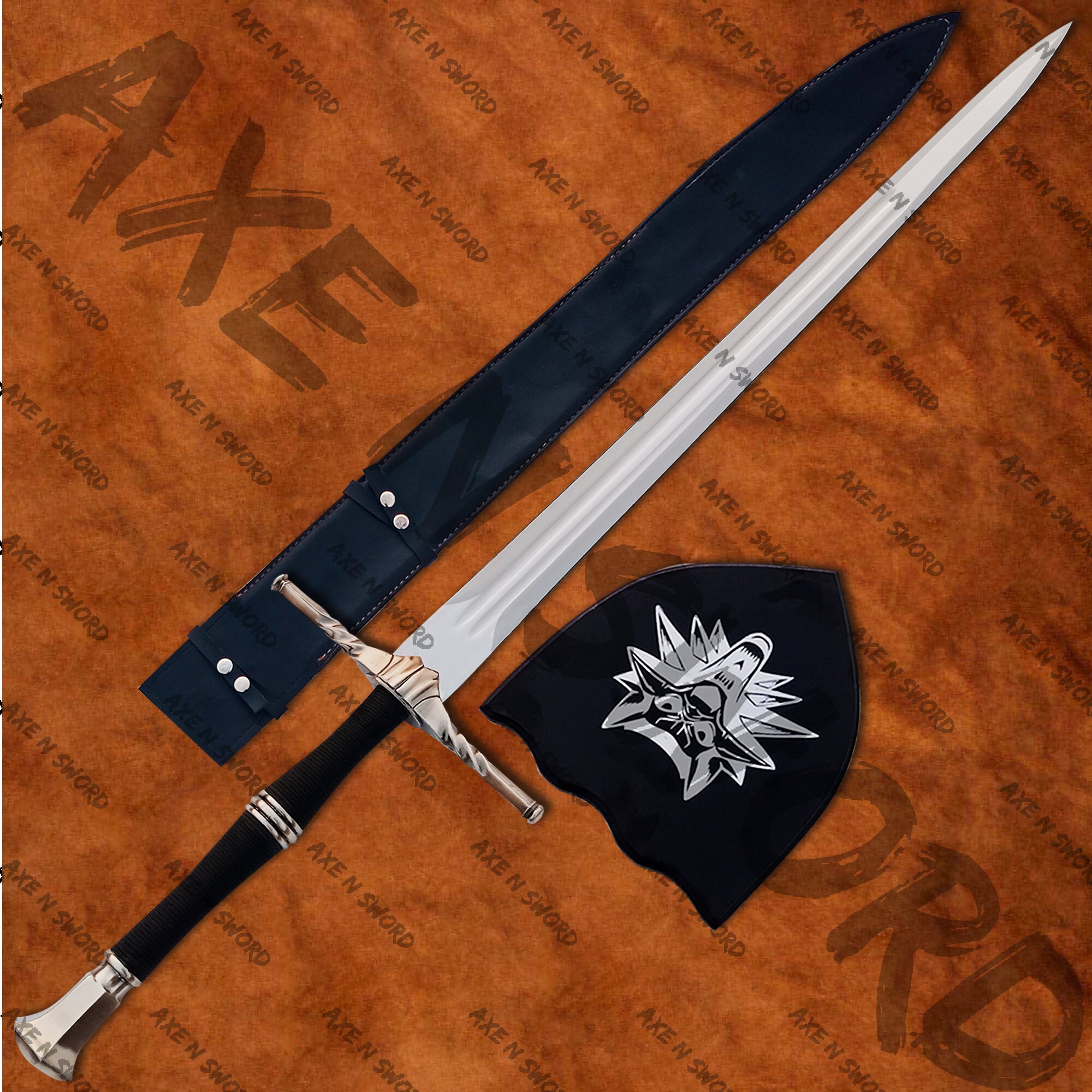 Full Scale Geralt Rivia Sword With Plaque and Sheath From the Witcher ...