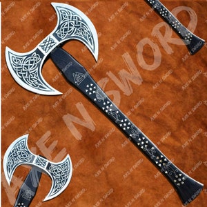 Full Scale Double Head Viking Axe HATCHET Throwing Axe Camping Axe Wood ...