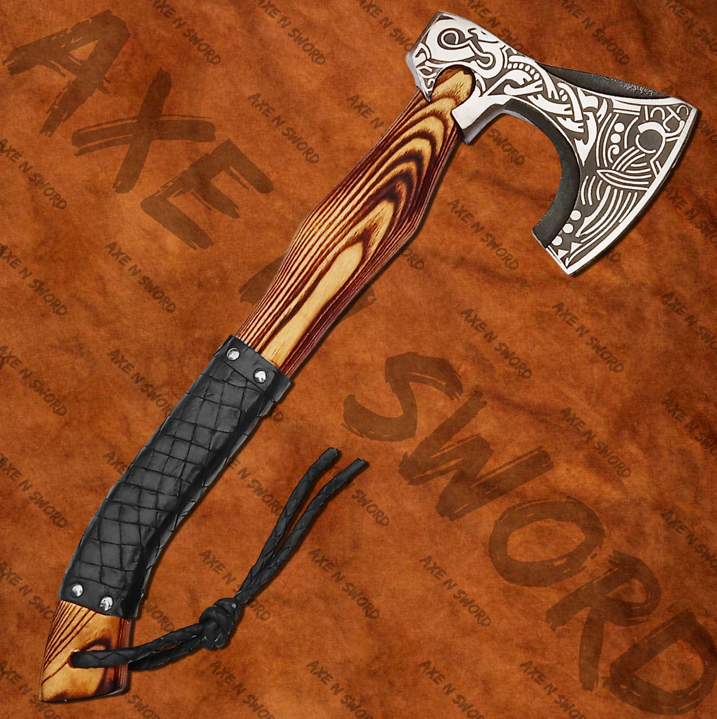 Viking Axe HATCHET Throwing Axe Camping Axe Wood Handle Viking Bearded Battle Axe Viking Axe ...