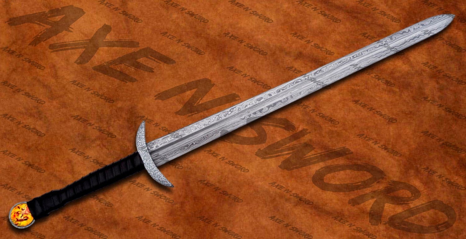 Full Tang Damascus Serpent Breath Sword Damascus Uhtred Sword damascus ...