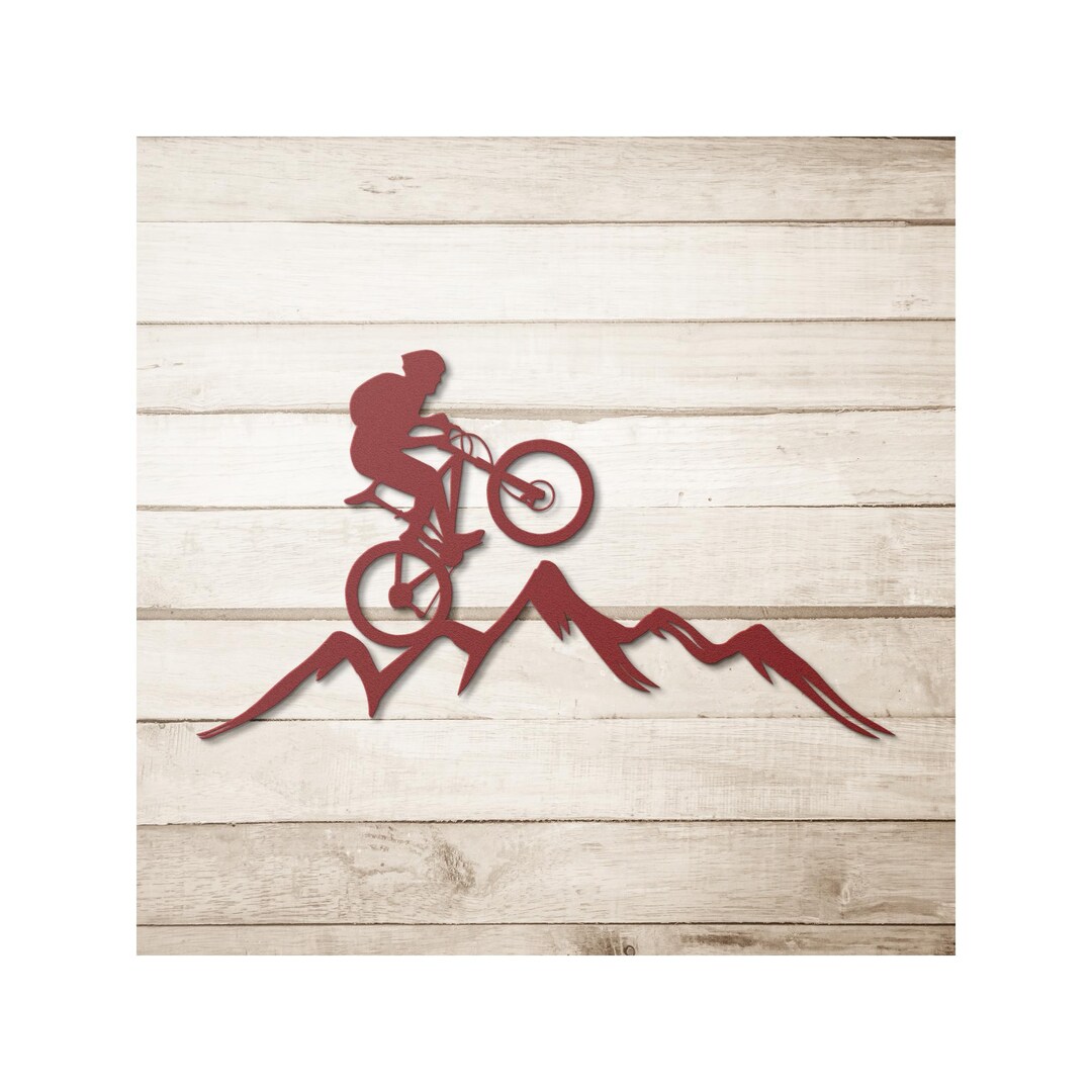 Mountain Biker Wall Art, Bicycle Lover Gift, Biker Home Garage Decor ...
