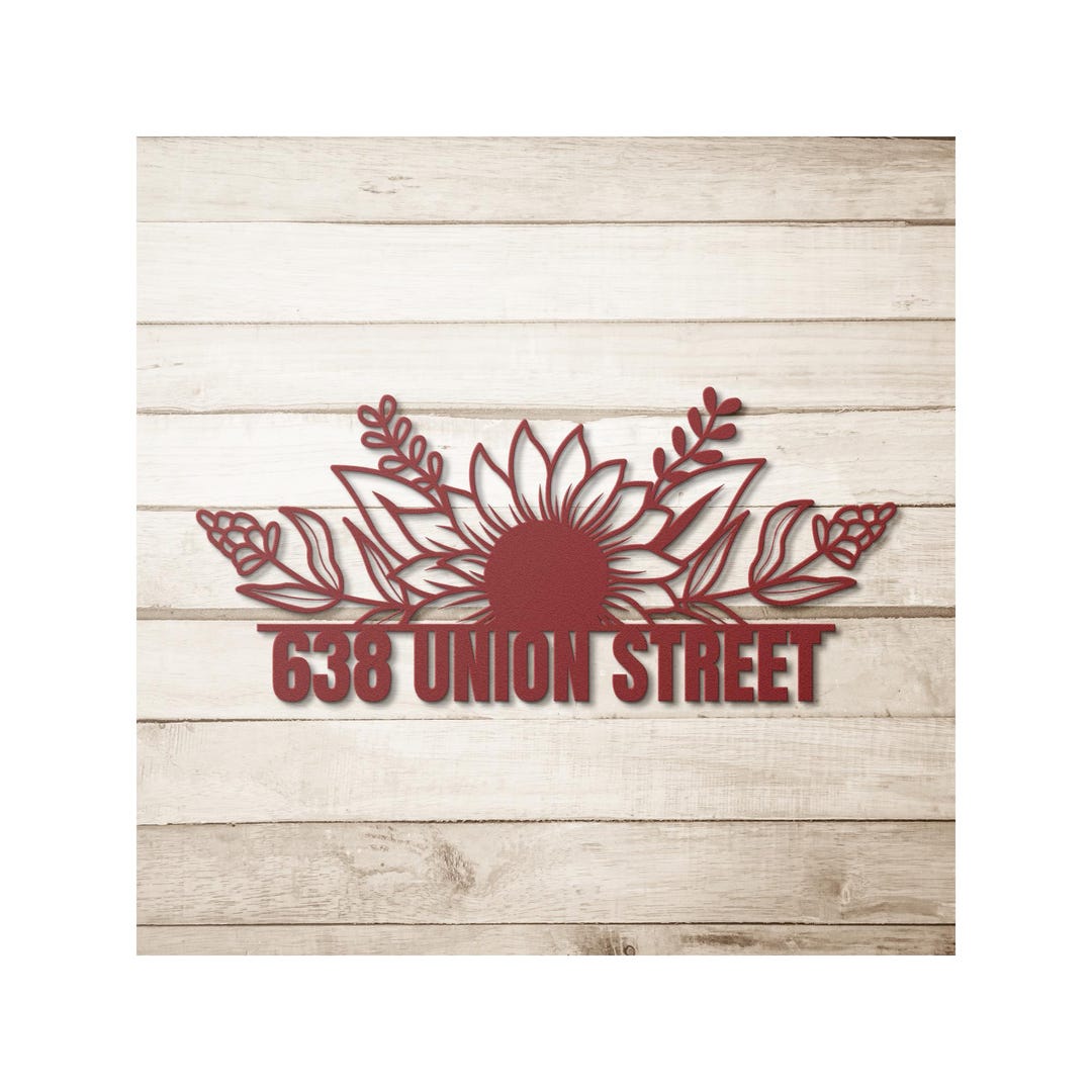 Personalized Sunflower Address Metal Sign, Custom Street Sign, Flower ...