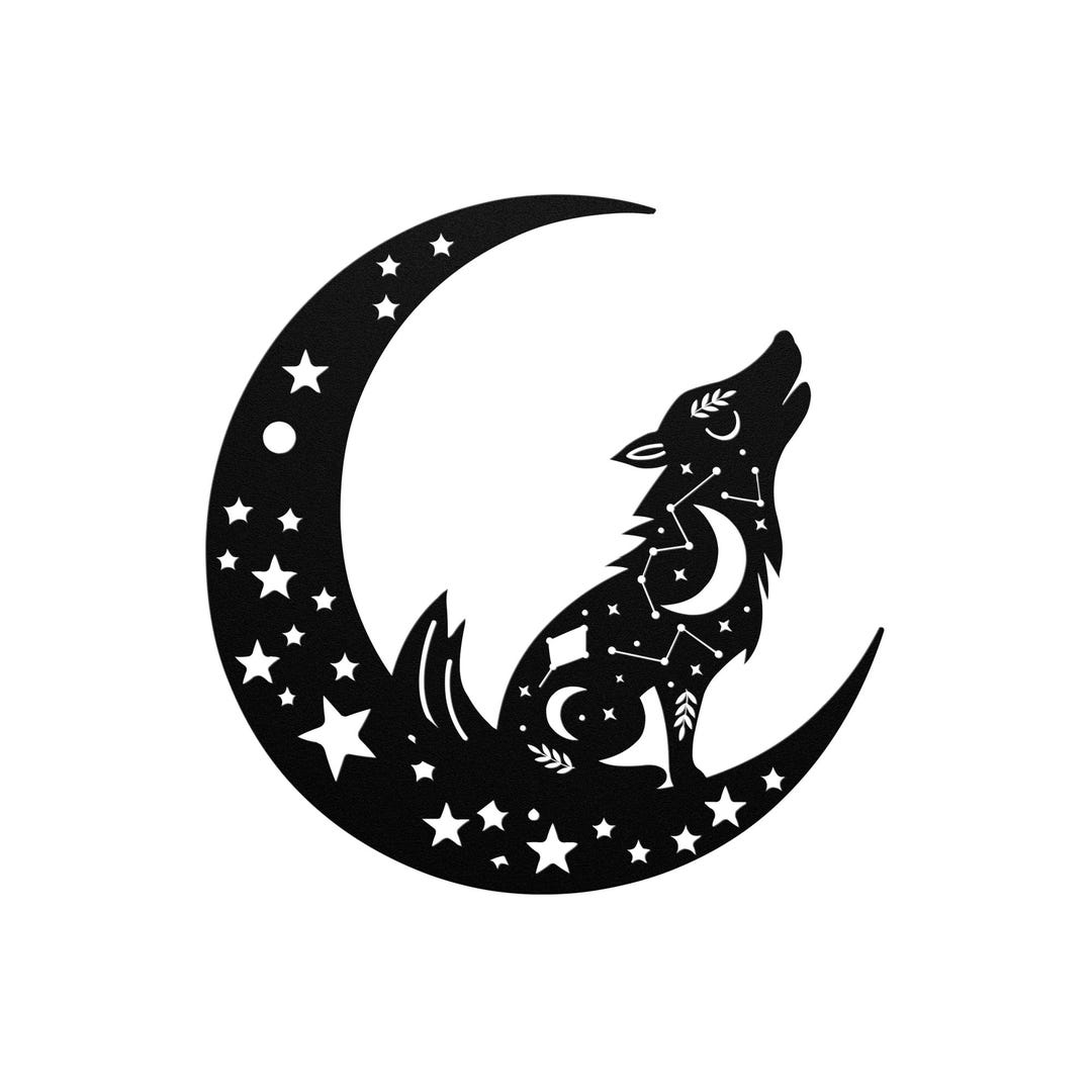 Moon & Fox Metal Wall Art, Moon Art, Fox and Moon Art, Celestial Art ...