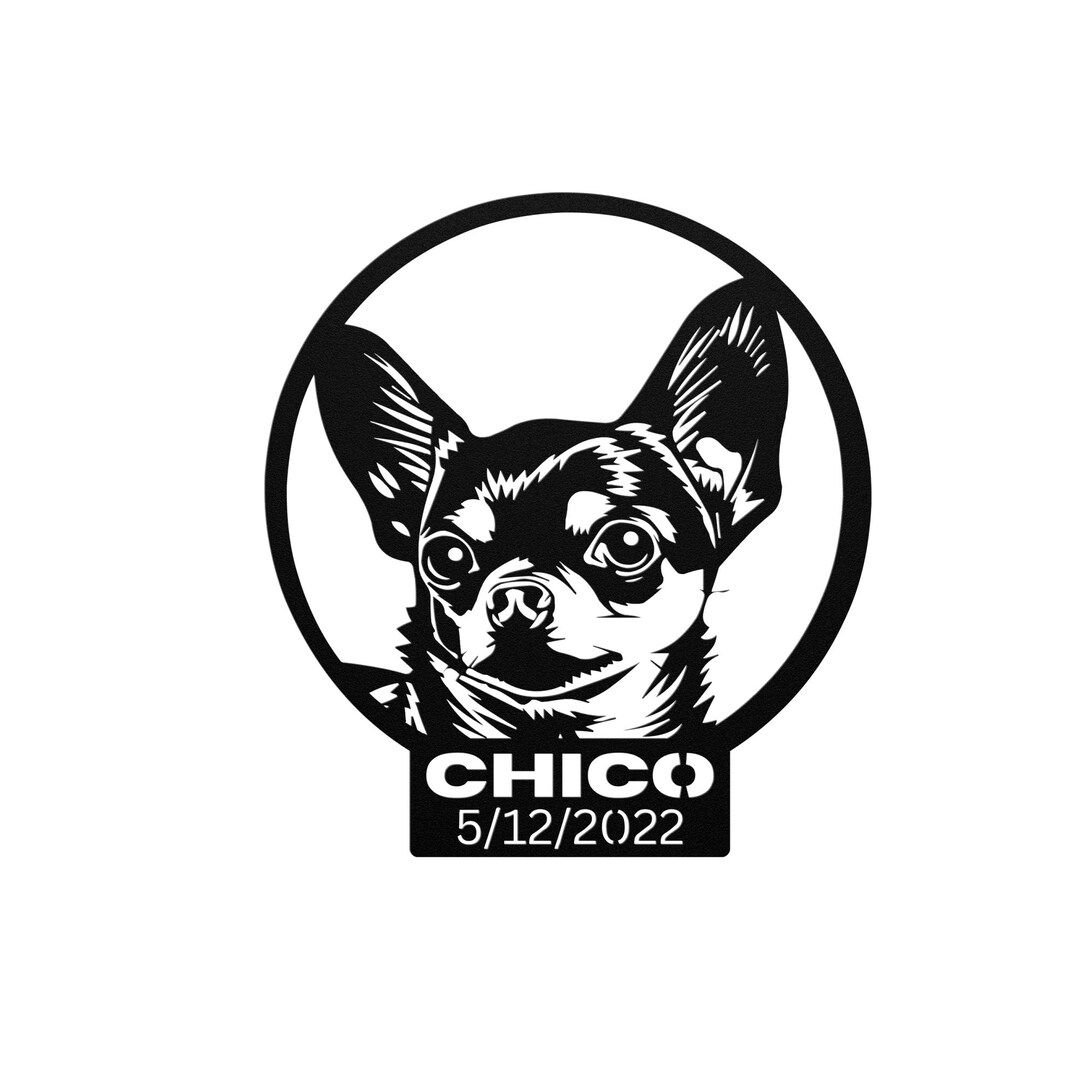 Chiwawa Silhouette Round Metal Sign, Pet Memorial, Custom Text or ...