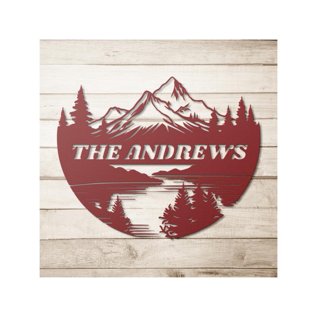 Custom Lake Forest Mountain View Sign, Personalized Cabin Sign, Forest ...