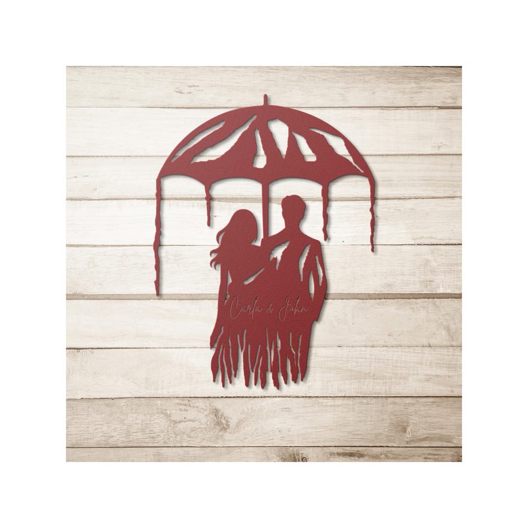 Personalized Couple Under Umbrella Metal Wall Art, Romantic Couples ...
