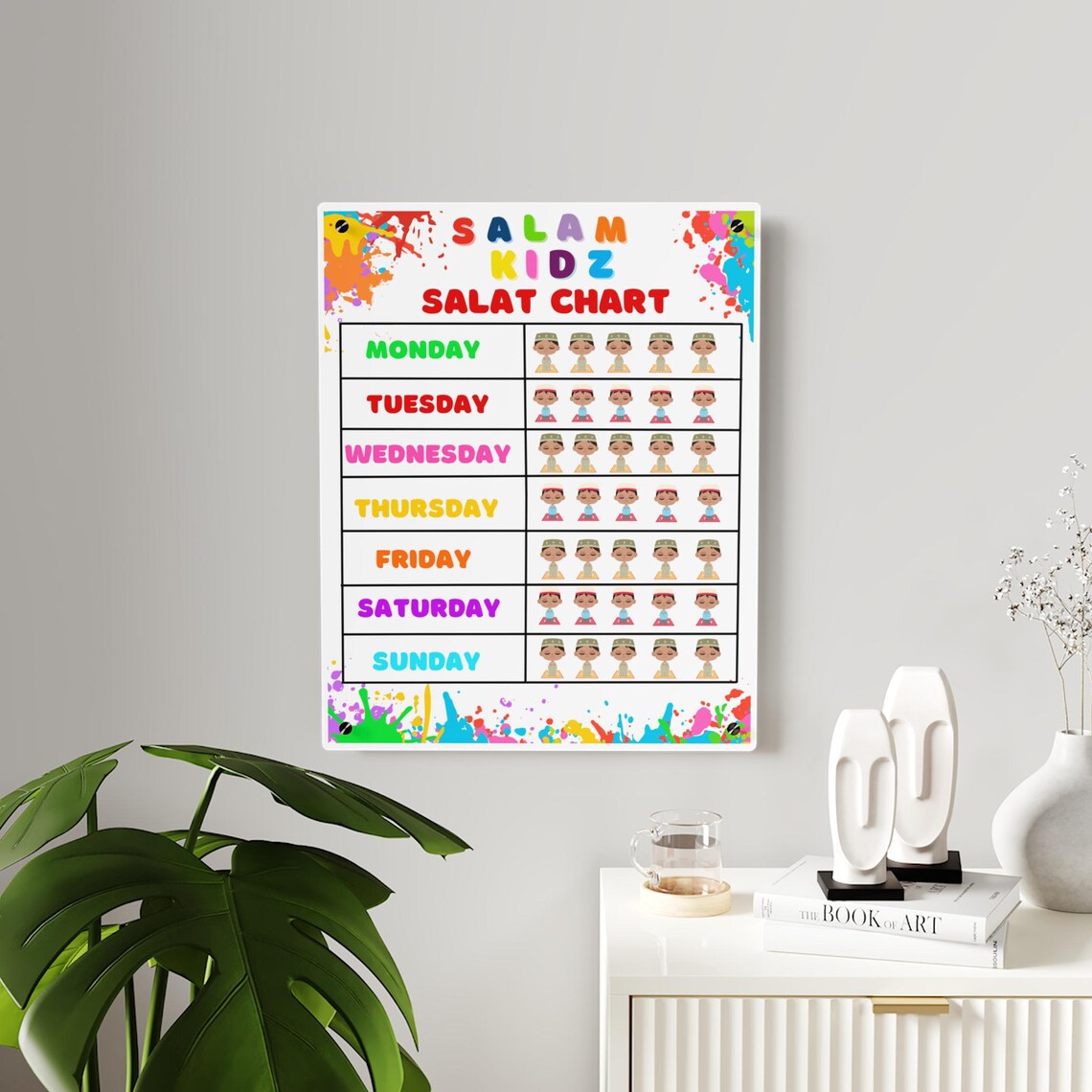 Muslim Boy Kids Salat Prayer Wall Chart for Dry Erase Marker Islamic ...