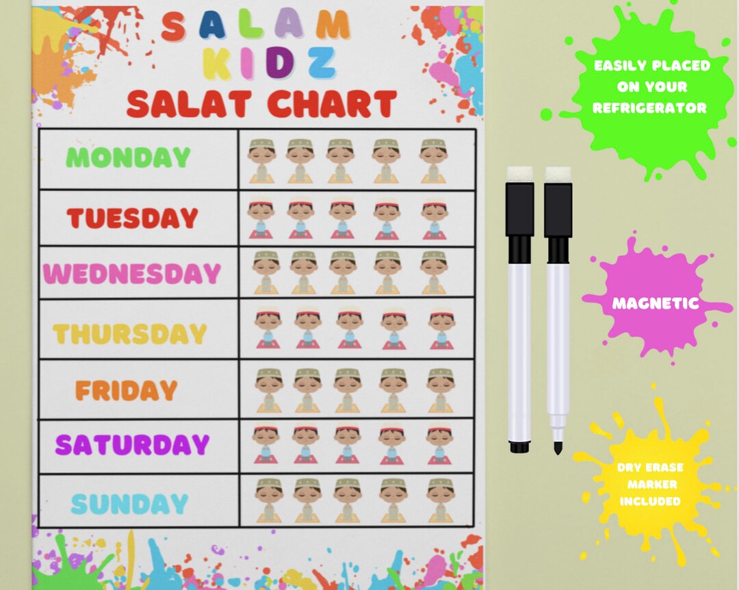 Magnetic Kids Salat/prayer Chart Islamic Kids-islamic Activity-salam ...