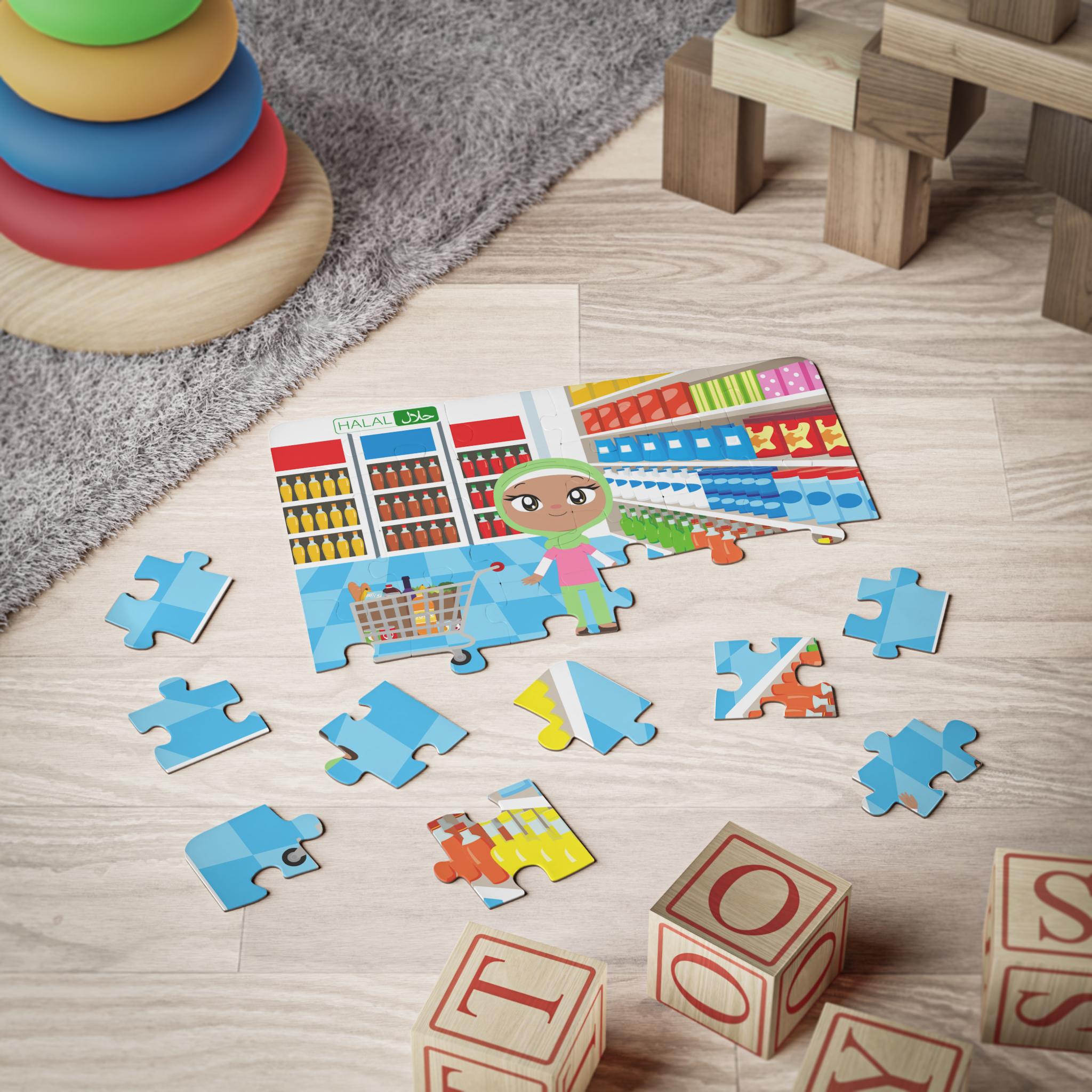 Muslim Kids Puzzle-girl Grocery Shopping Cart Puzzle-islamic Kids ...