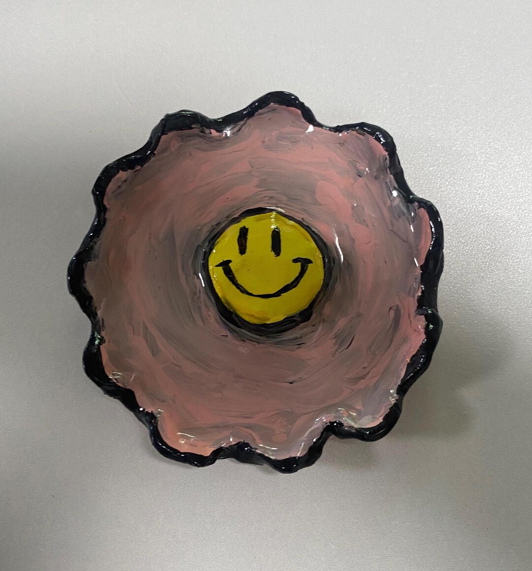 Handmade Hand Painted Clay Smiley Flower Trinket Dish - Etsy