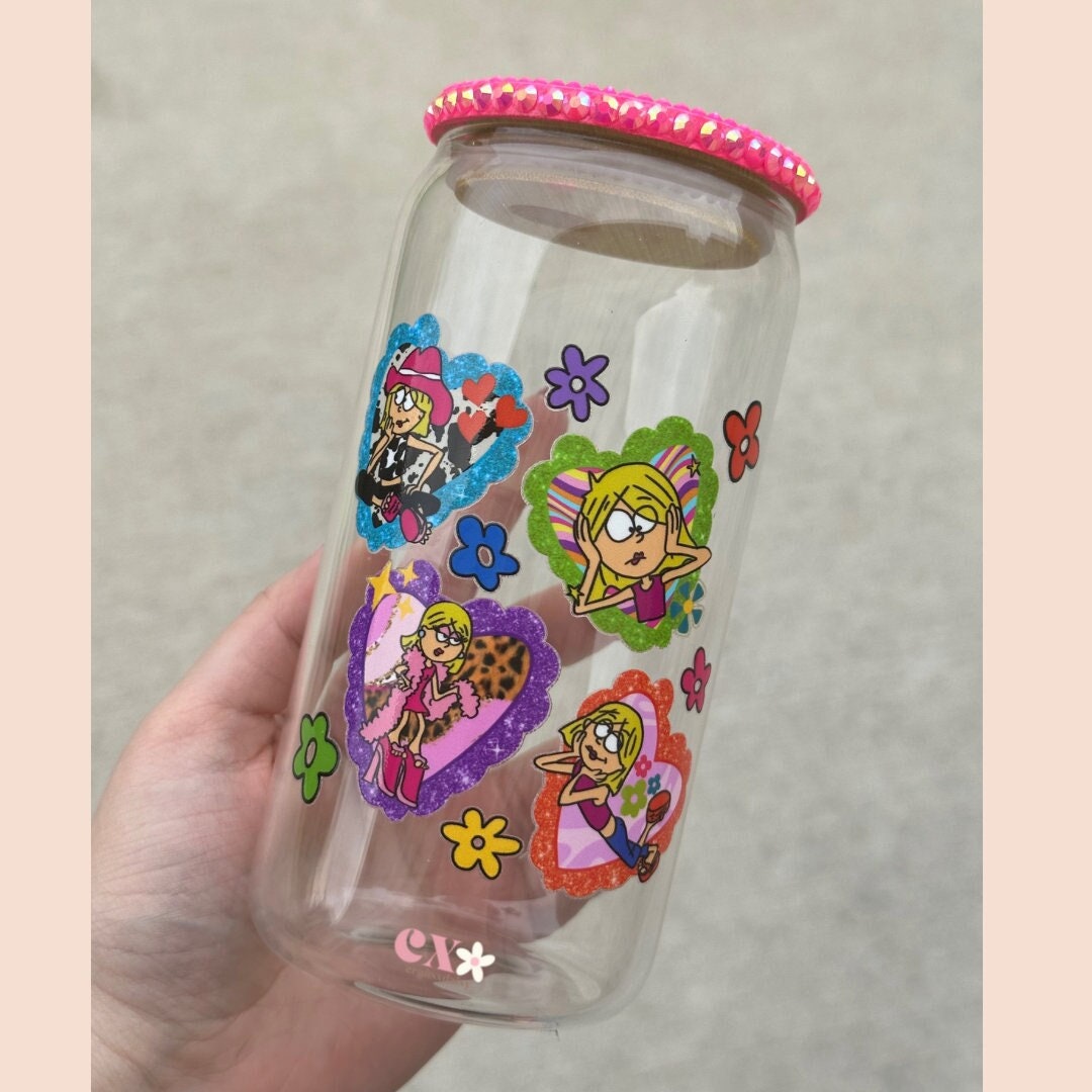 Lizzie Glass Cup, 160z Glass Can, Cartoon Glass Can, Mcguire Glass ...