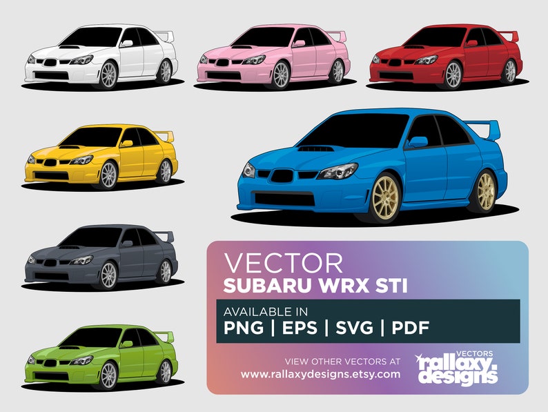Subaru WRX STI Car Pack Automotive, Vector Collection, Digital Art, Svg ...