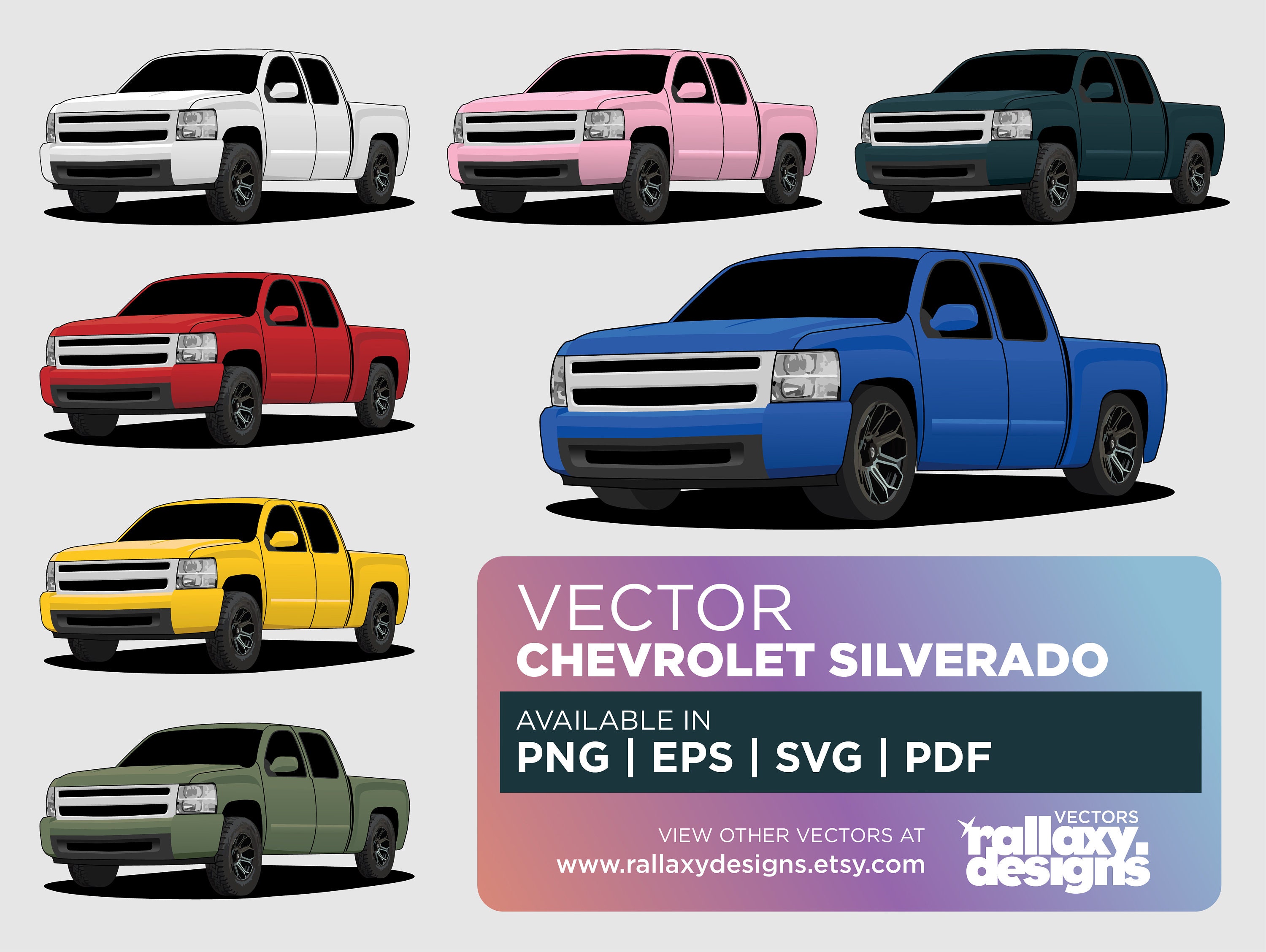 Chevrolet Silverado Truck Car Pack Automotive Vector - Etsy