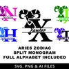 Virgo Split Monogram SVG, Zodiac Sign Alphabet Letter, Personalized ...