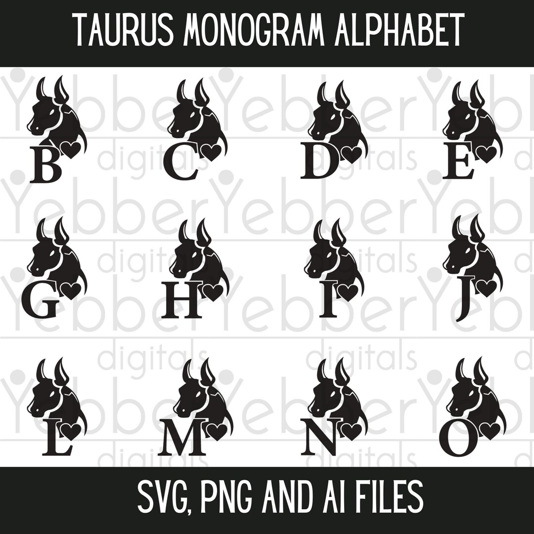 Zodiac Taurus Alphabet, Monogram Personal Gift, Newborn Initials, Star ...