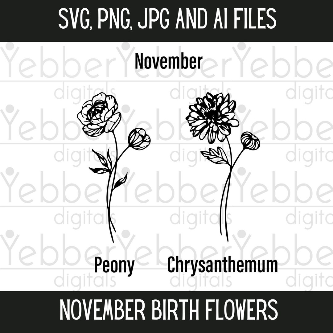 Birth Flowers SVG, November Bloom Sign, Seasonal Floral, Herbal ...