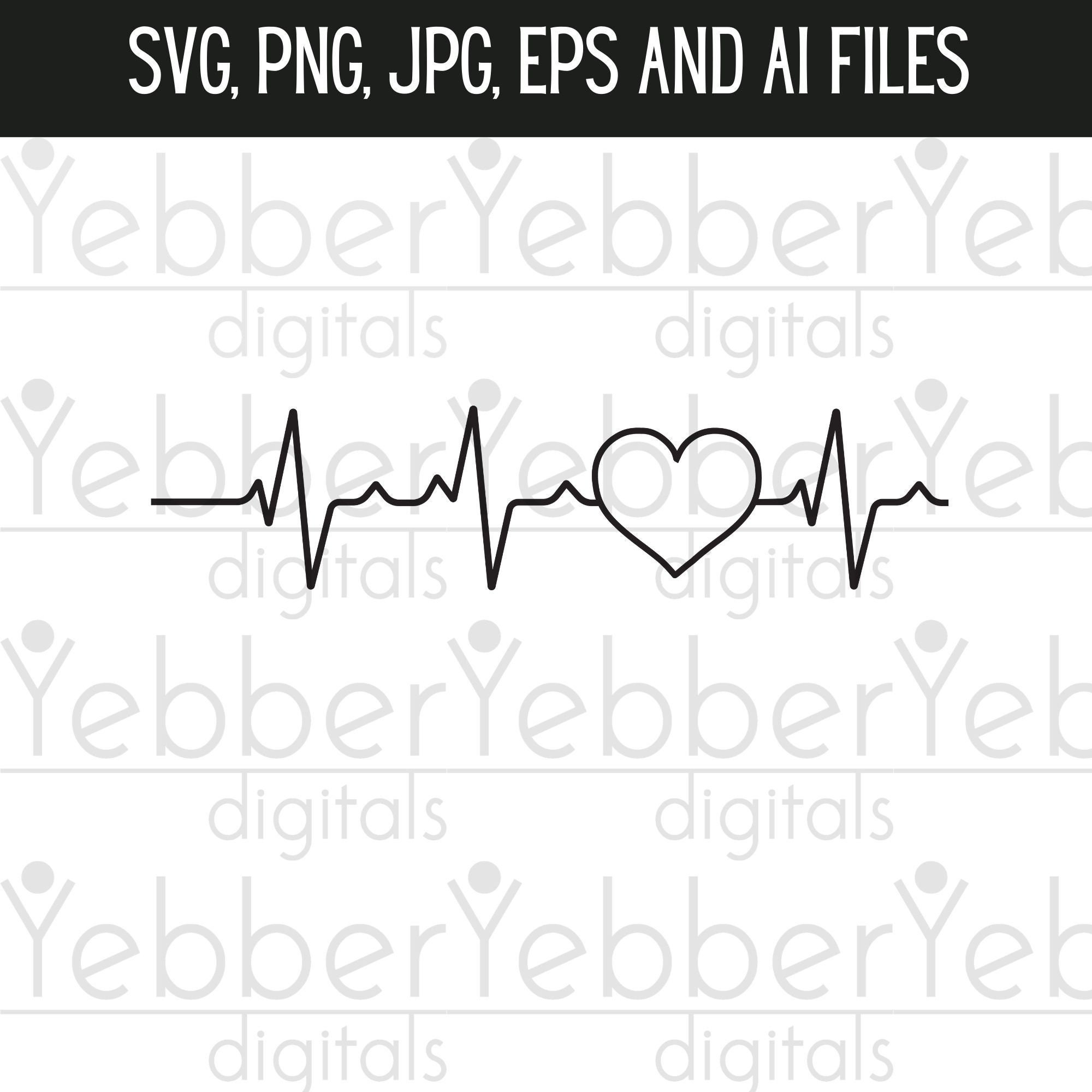 Heartbeat Line SVG, Passion Pulse PNG, Minimalistic EKG Design, Cardiac ...