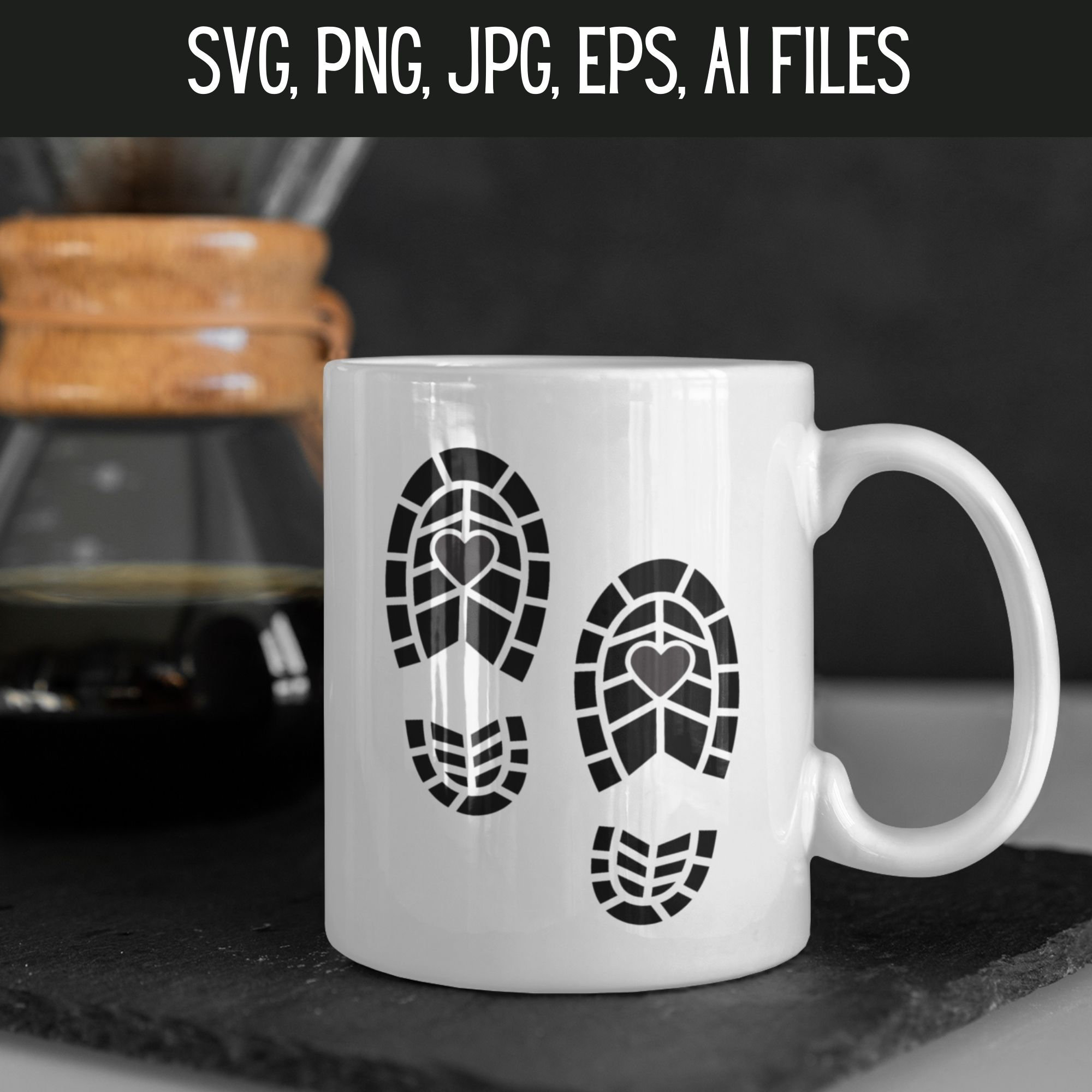 Shoes Prints SVG, Love Shoe Soles PNG, Footprint Clipart, Cutfile for ...