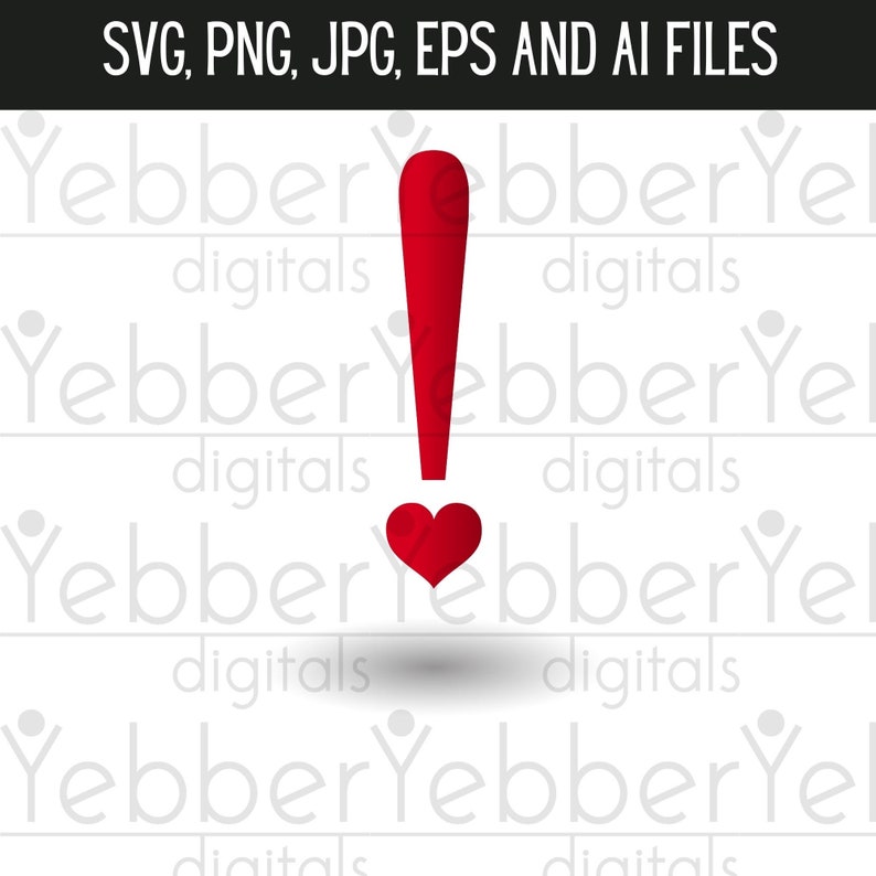 Love Mark Heart Punctuation, Exclamation Marking SVG Cutfile, Added ...