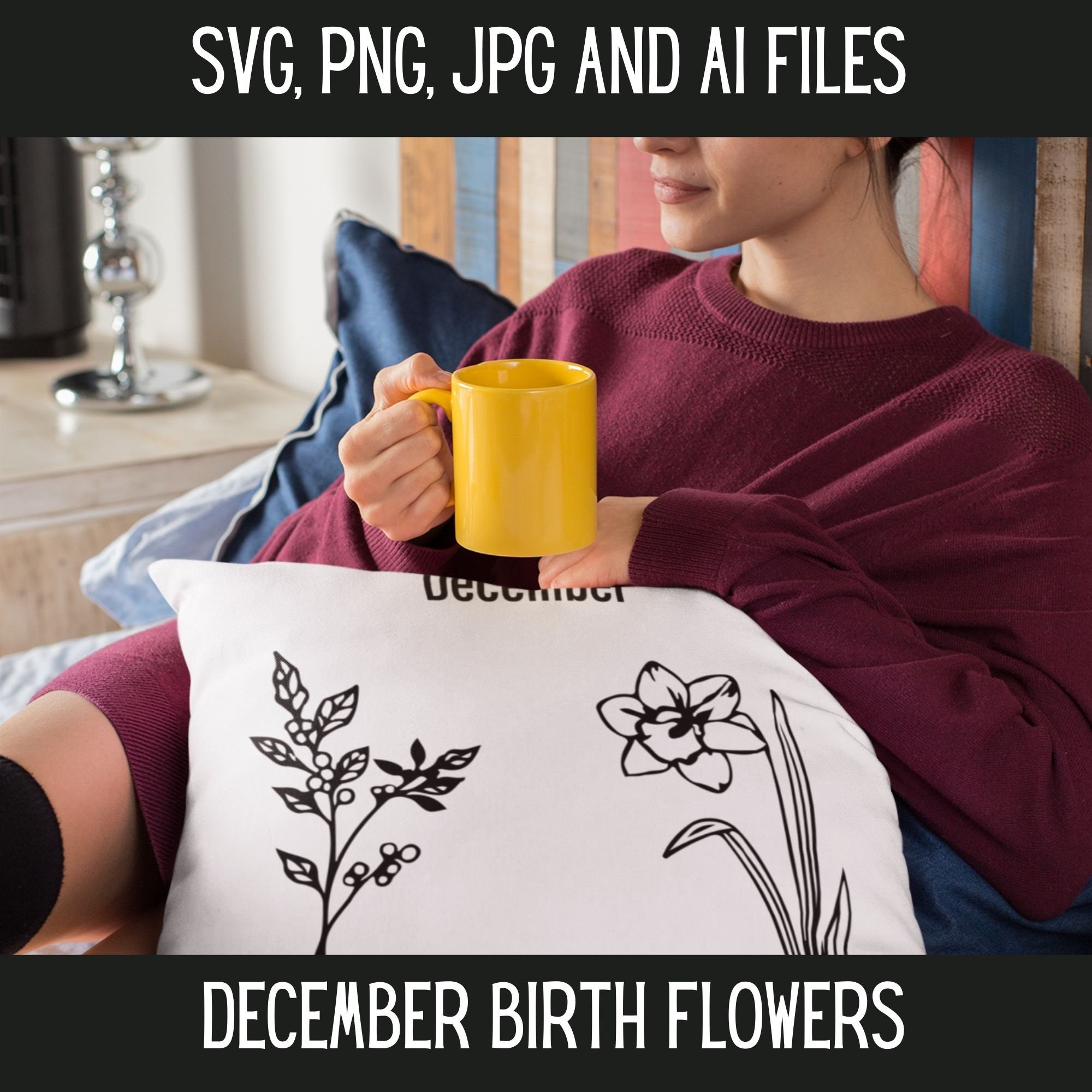 Birth Flowers SVG, December Bloom Sign, Seasonal Floral, Herbal ...