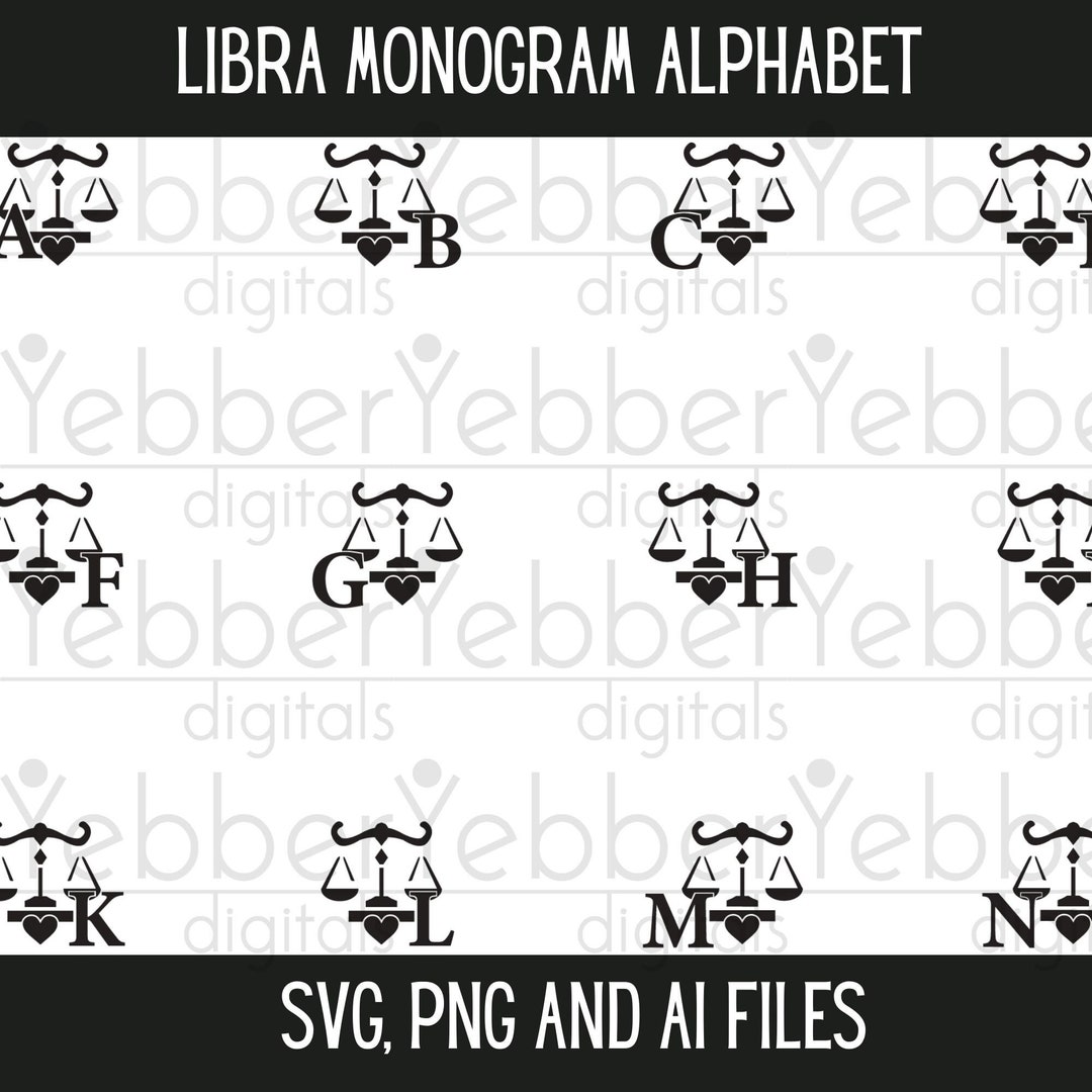 Zodiac Libra Alphabet, Monogram Personal Gift, Newborn Initials, Star ...