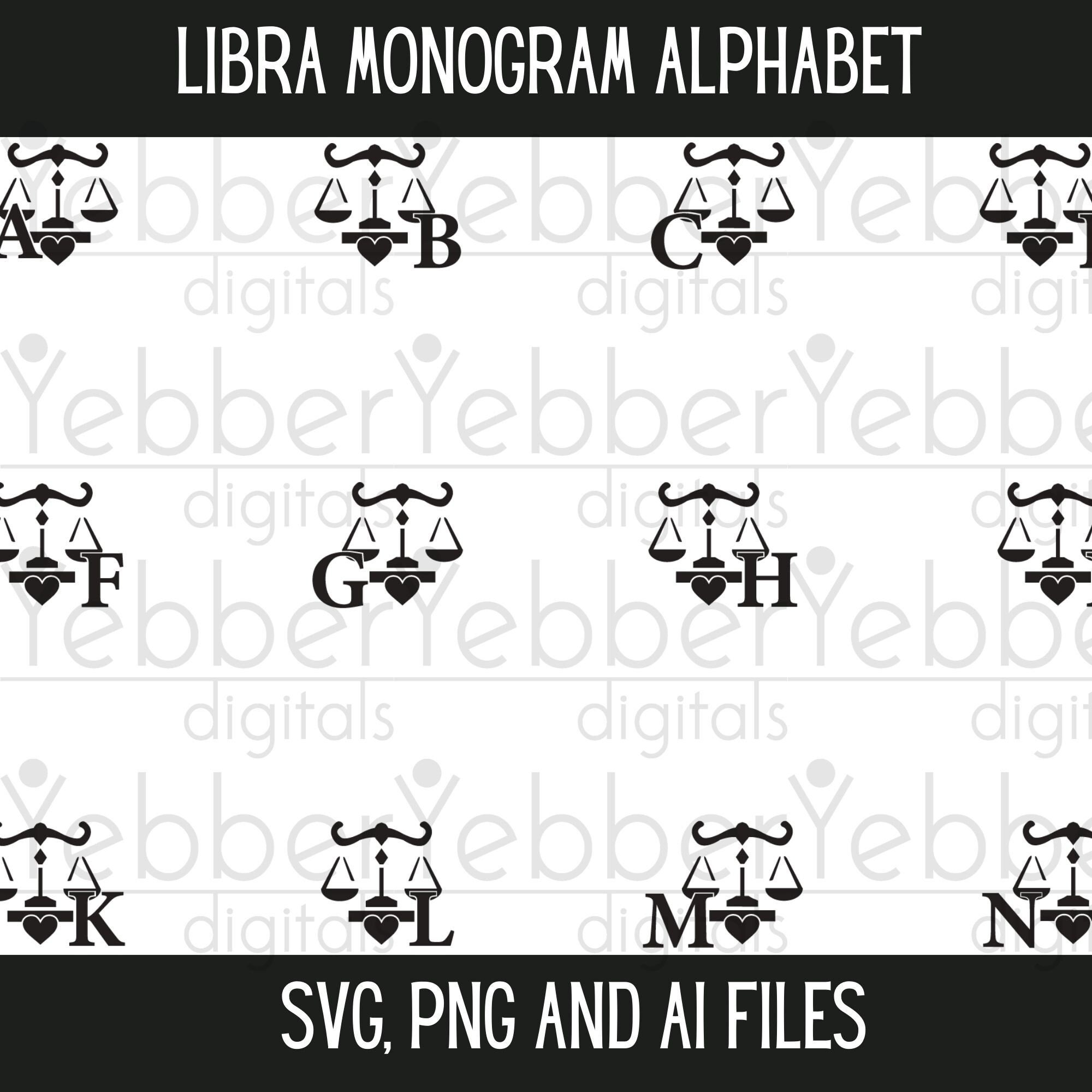 Zodiac Libra Alphabet, Monogram Personal Gift, Newborn Initials, Star ...