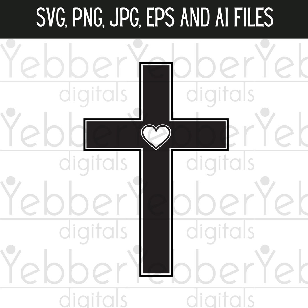 Cross SVG Cutfiles, Love for Jesus PNG, Faith Heart Symbol, Divine ...