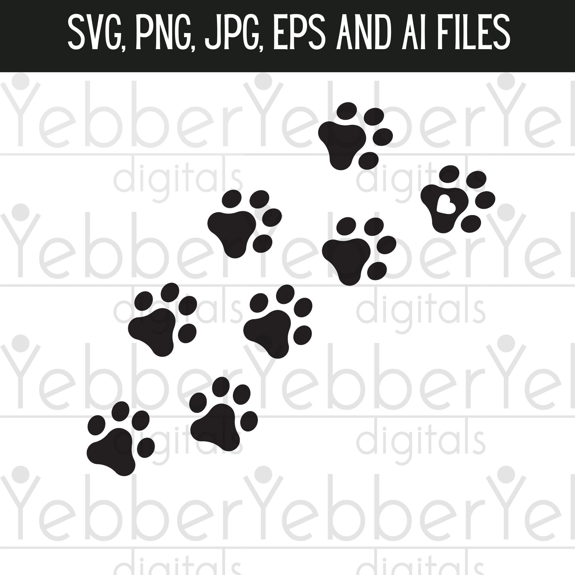 Pet Paw Prints SVG, Paw Print Design, Dog Paw Prints PNG, Animal Paw ...