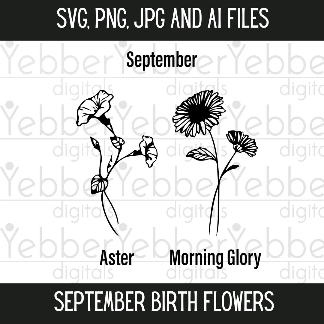 Birth Flowers SVG, September Bloom Sign, Seasonal Floral, Herbal ...