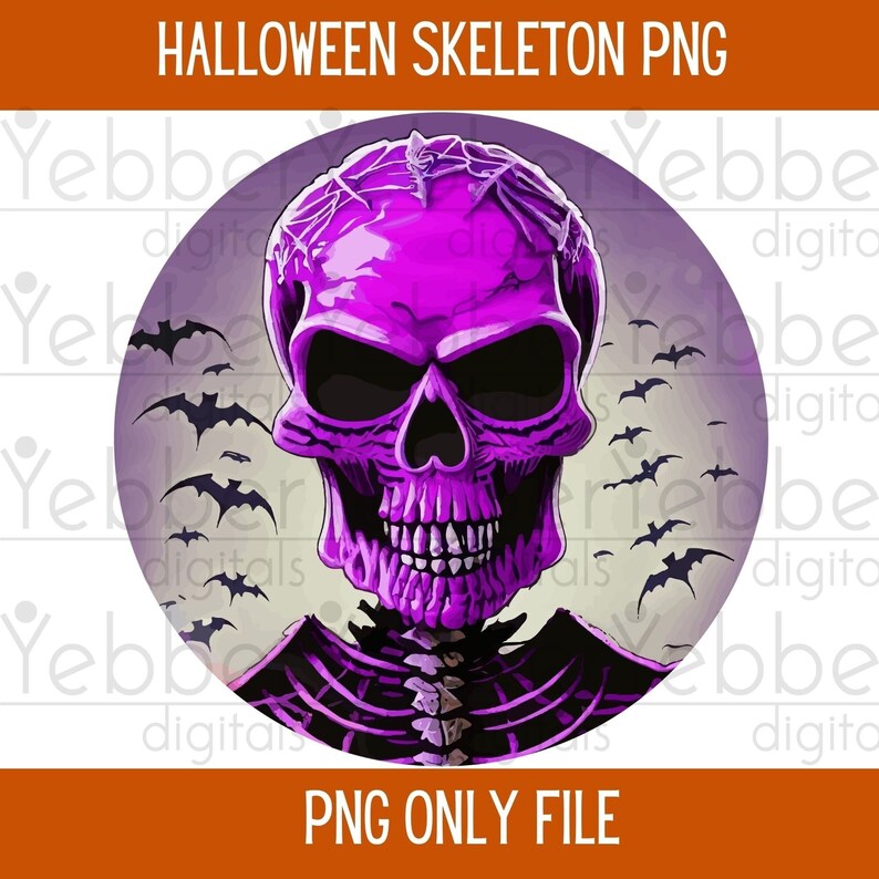 Halloween Skeleton PNG Scary Clipart Spooky Design Skull PNG Instant ...