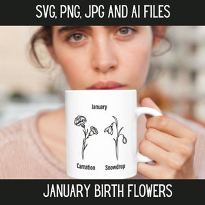 Birth Flowers SVG, January Bloom Sign, Seasonal Floral, Herbal ...