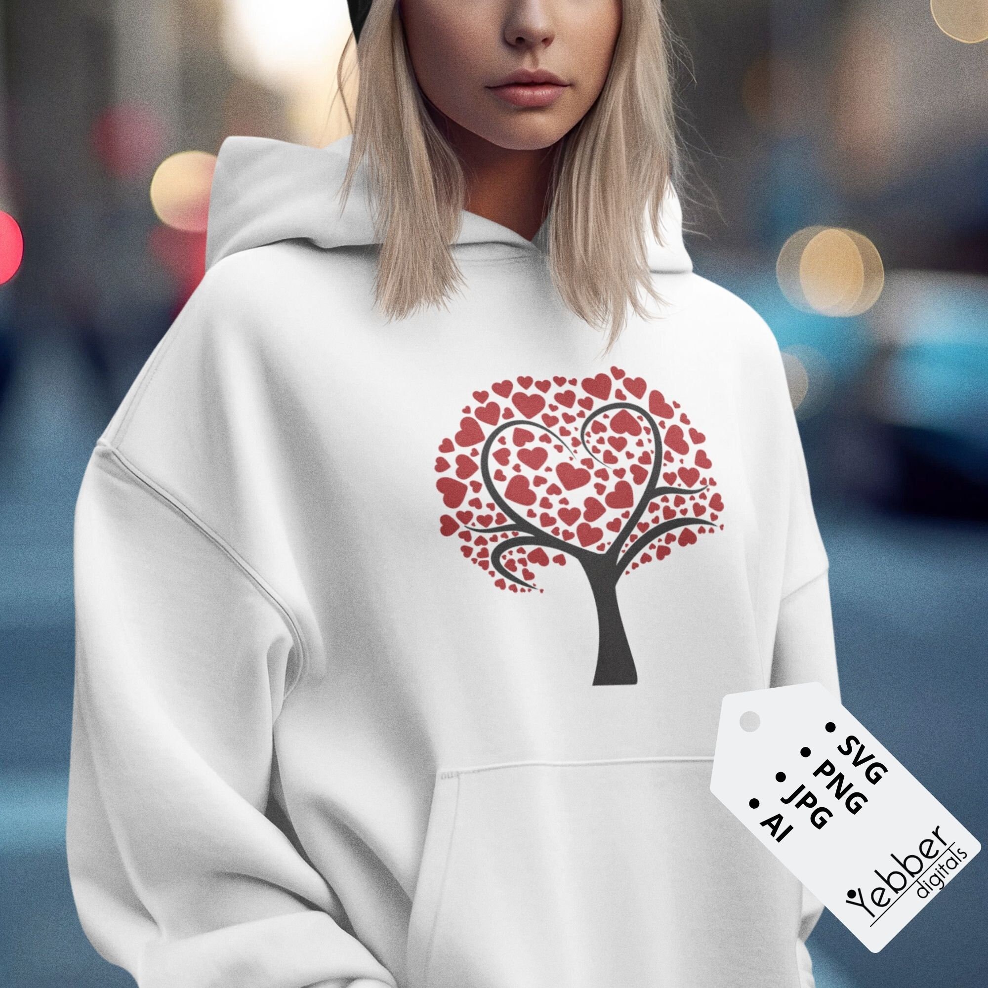 Love Heart Tree SVG, Valentine's Day PNG, Heart-shaped Clipart, Cutfile ...