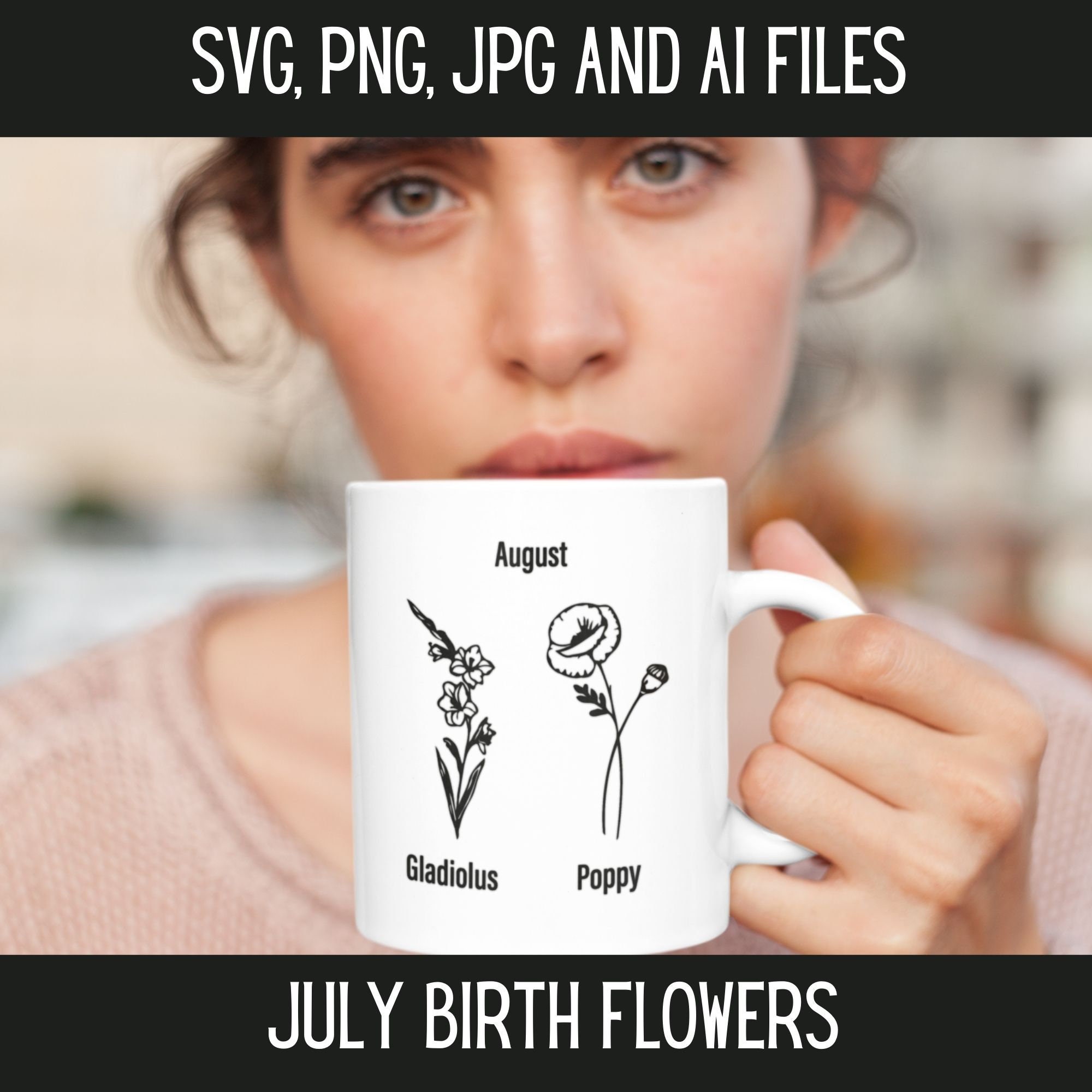 Birth Flowers SVG, August Bloom Sign, Seasonal Floral, Herbal Horoscope ...