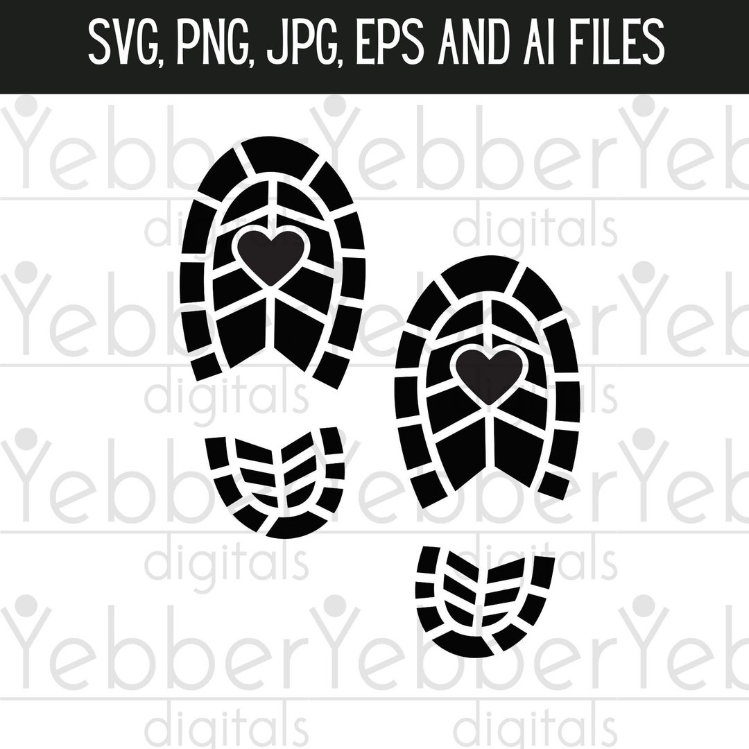 Shoes Prints SVG, Love Shoe Soles PNG, Footprint Clipart, Cutfile for ...