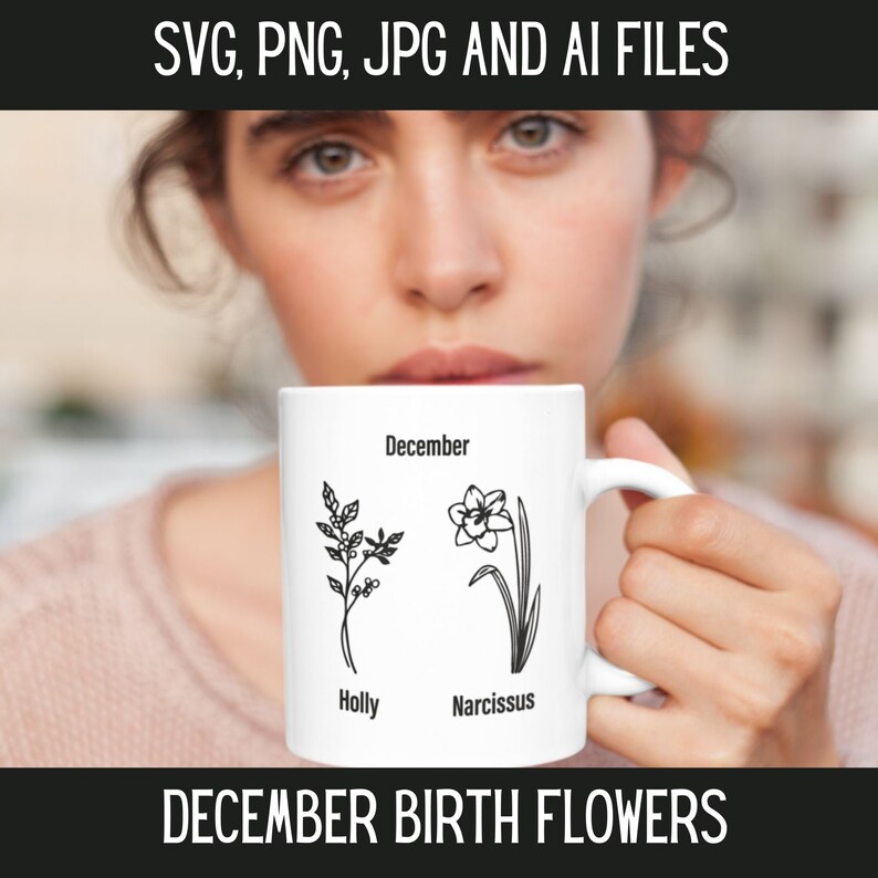 Birth Flowers SVG, December Bloom Sign, Seasonal Floral, Herbal ...