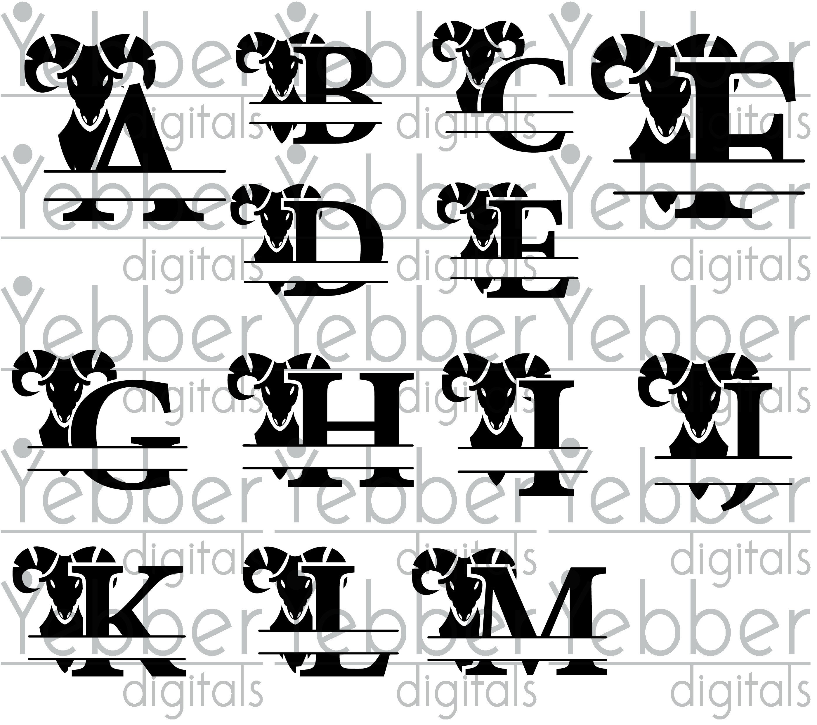 Split Monogram Alphabet SVG, Zodiac Star Sign Files, Aries Initials ...