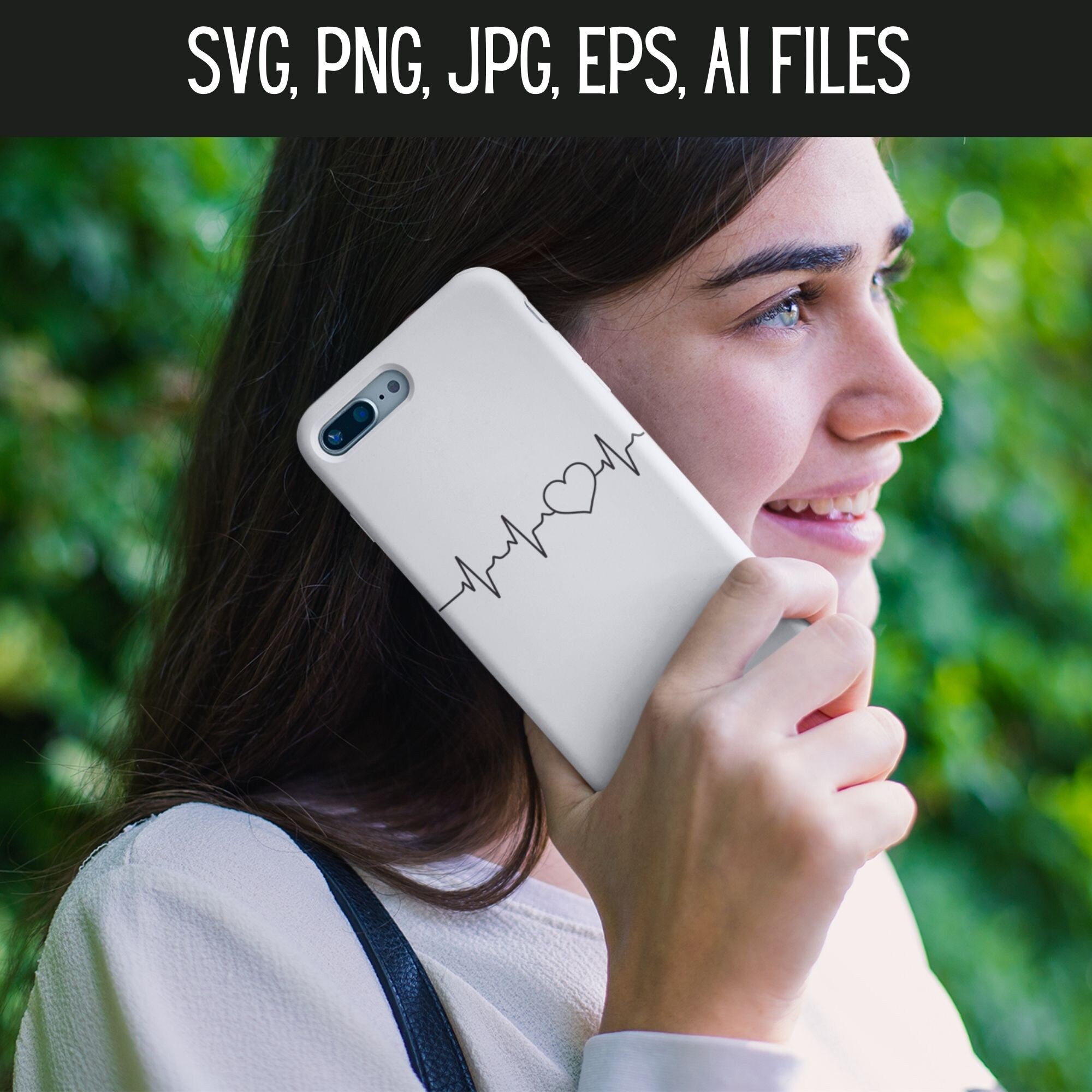 Heartbeat Line SVG, Passion Pulse PNG, Minimalistic EKG Design, Cardiac ...