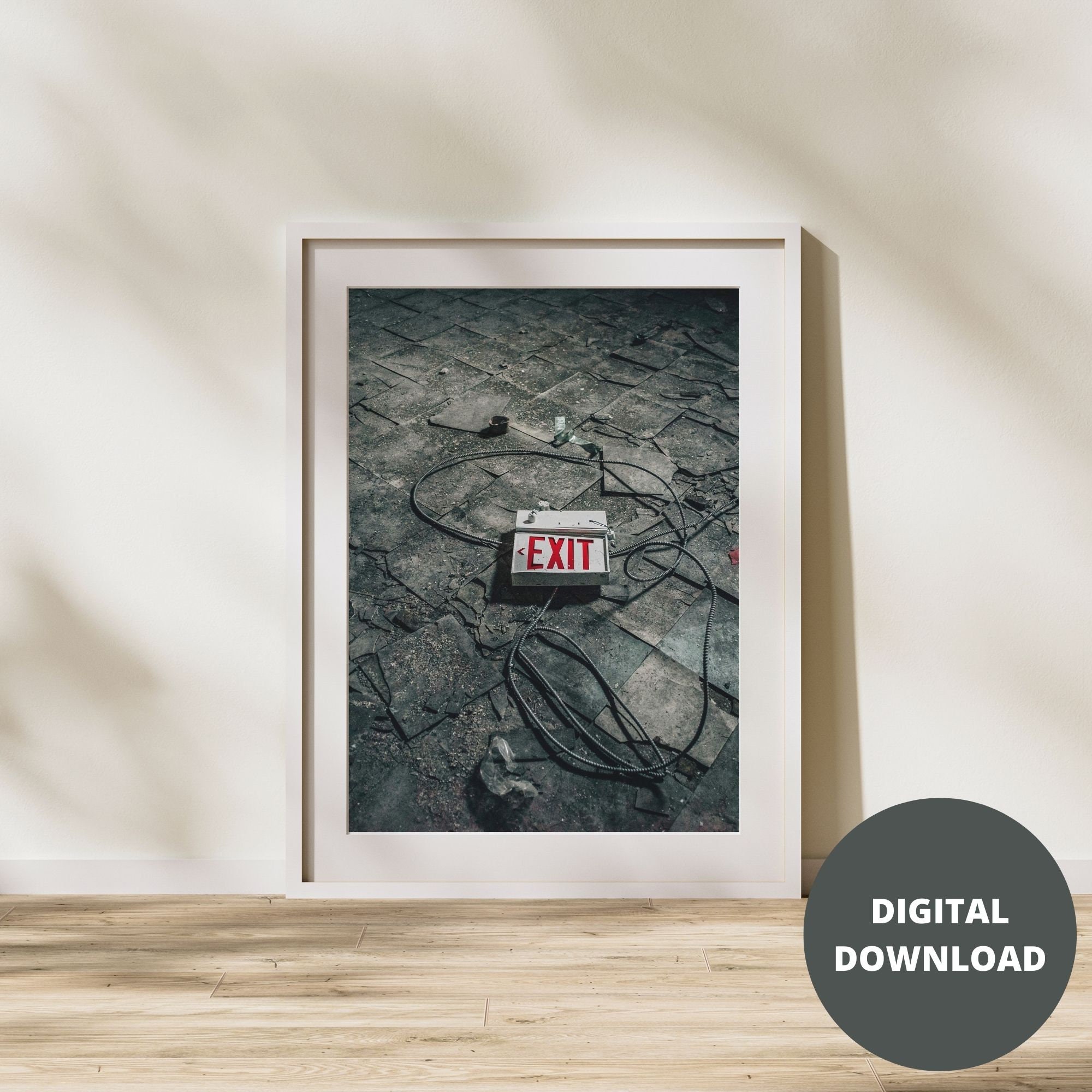 Abandoned Building Exit Sign Printable Wall Art Photograpy Art Print - Etsy