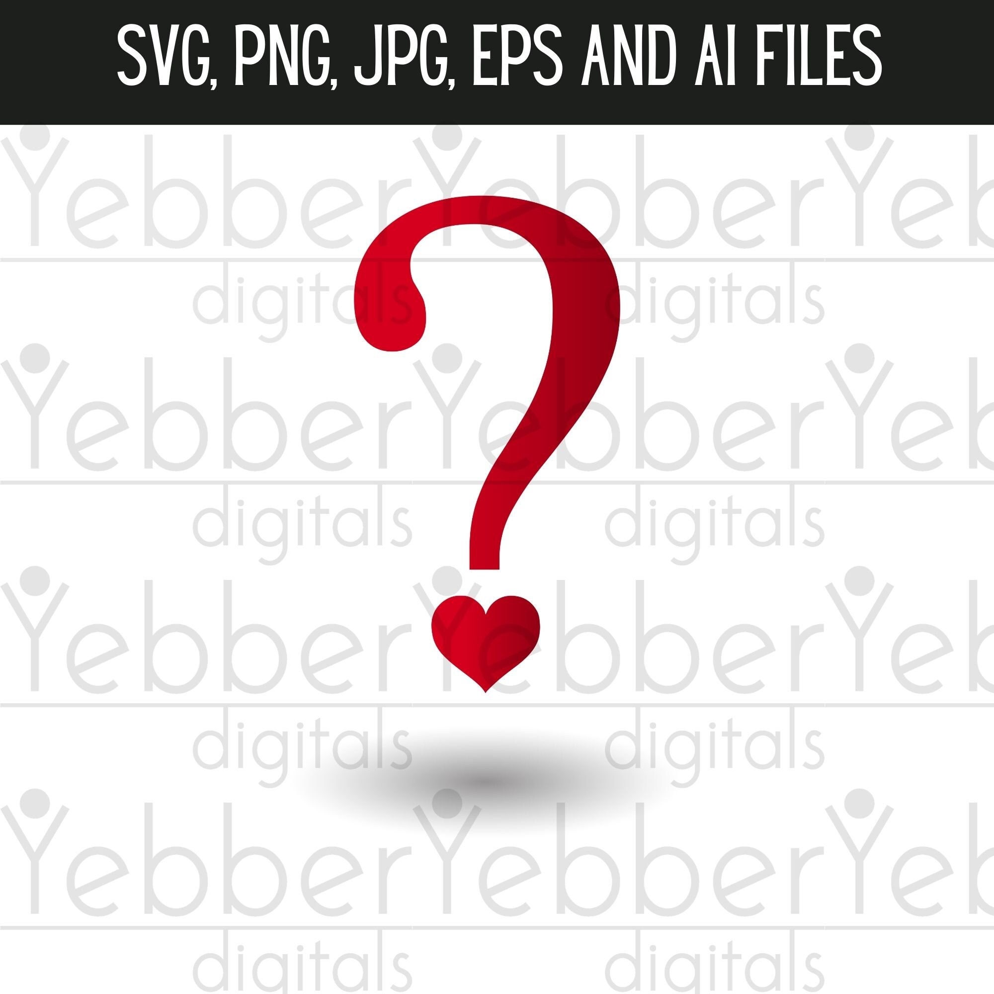Question Mark With Heart SVG, PNG, JPG - Love-themed Punctuation for T ...